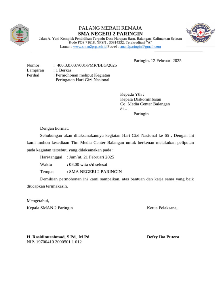 surat permohonan liputan (1) | PDF