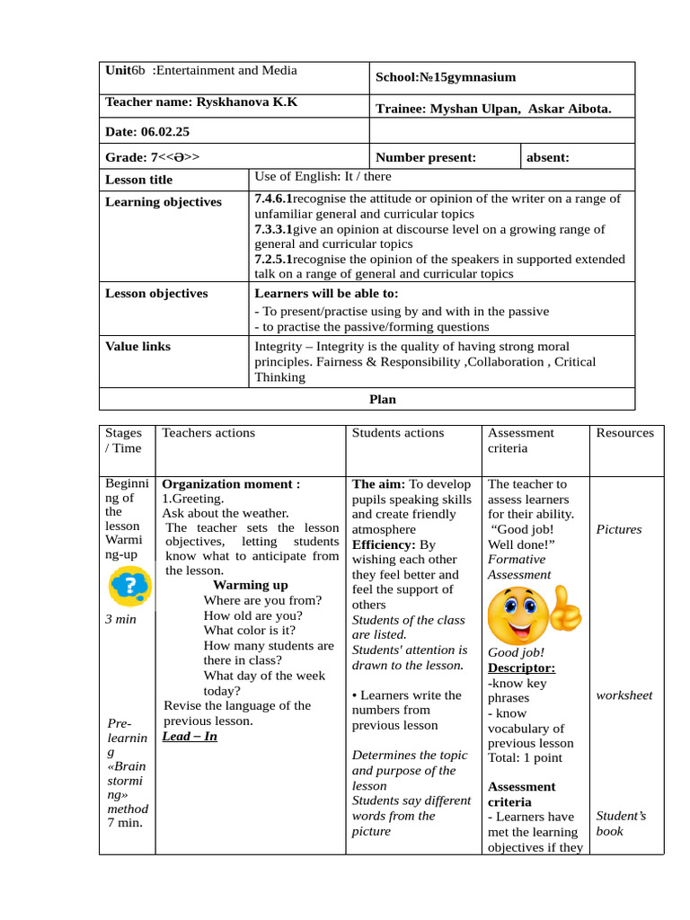 7th Grade Media and Language Lesson | PDF | Learning | Curriculum