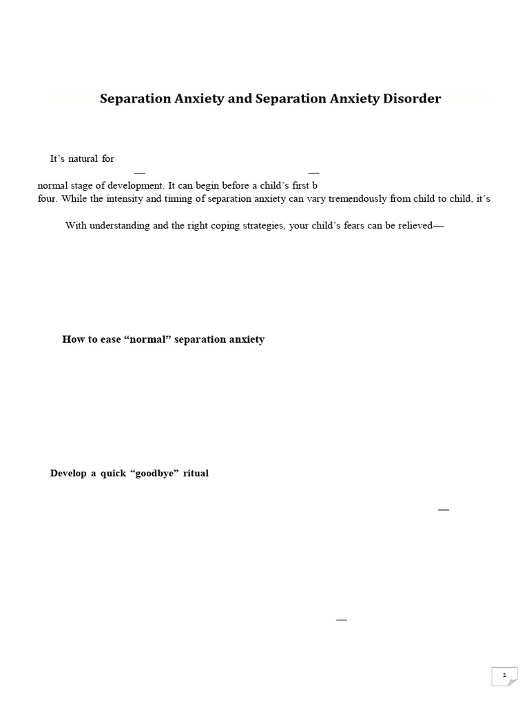 Understanding Separation Anxiety Disorder | PDF | Anxiety | Anxiety ...