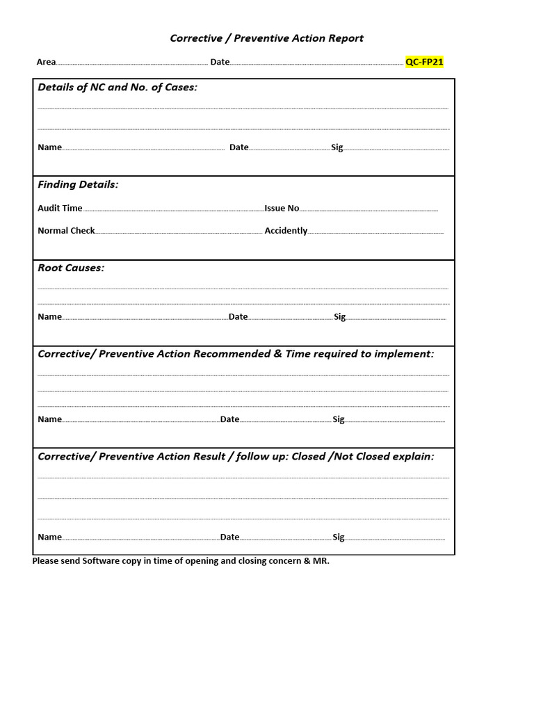 Corrective Action Report | PDF