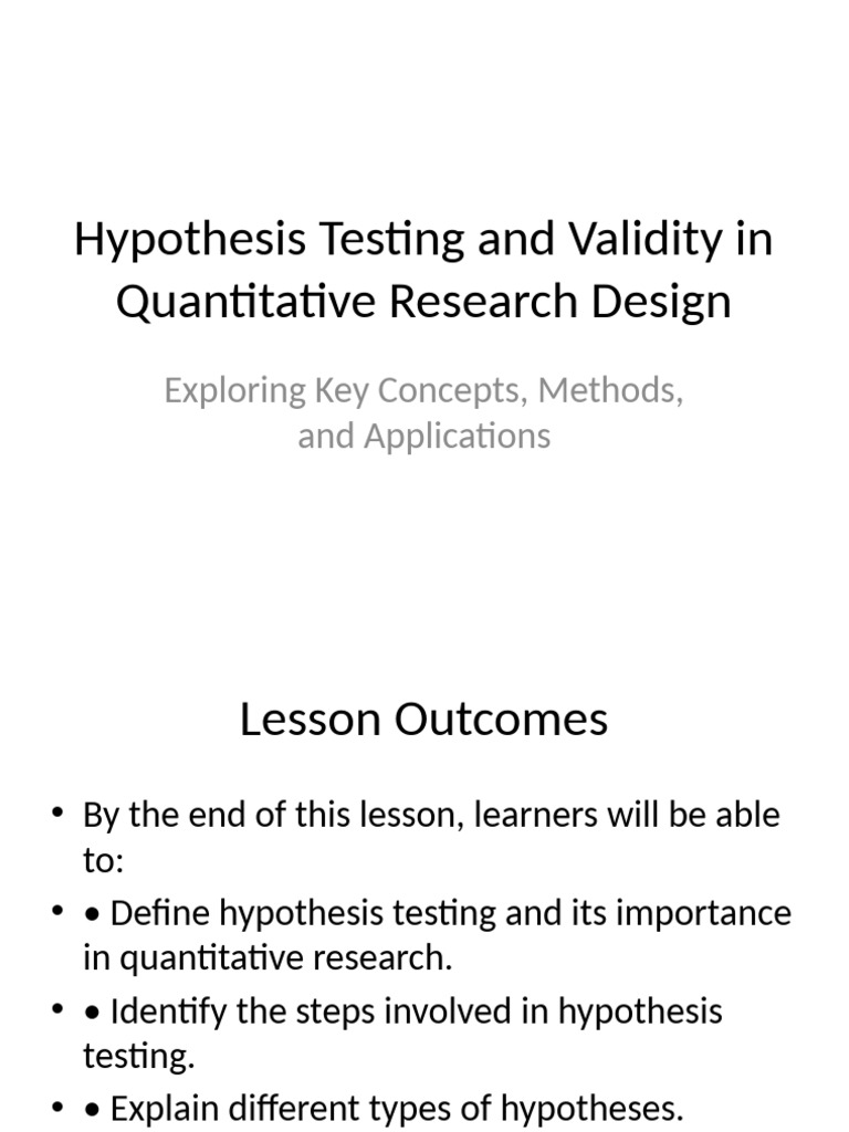 Hypothesis Testing and Validity Lesson | PDF | Hypothesis | Validity ...
