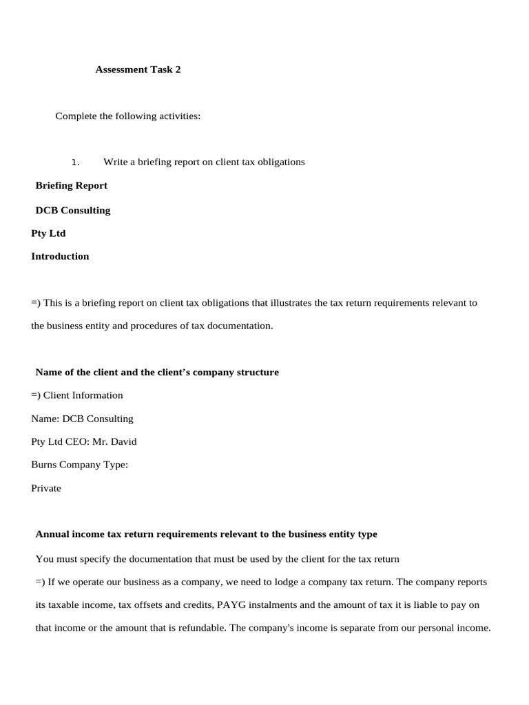 Assessment Task 2 | PDF | Expense | Taxes