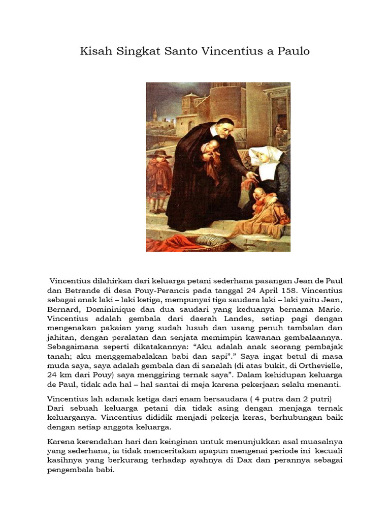 Kisah Santo Vincentius A Paulo | PDF