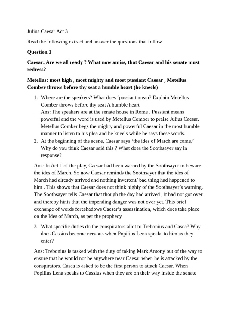 Analyzing Act 3 of Julius Caesar | PDF | Mark Antony | Julius Caesar