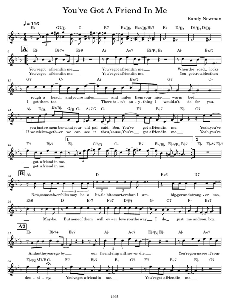 Youve Got A Friend in Me Lead Sheet With Lyrics | PDF