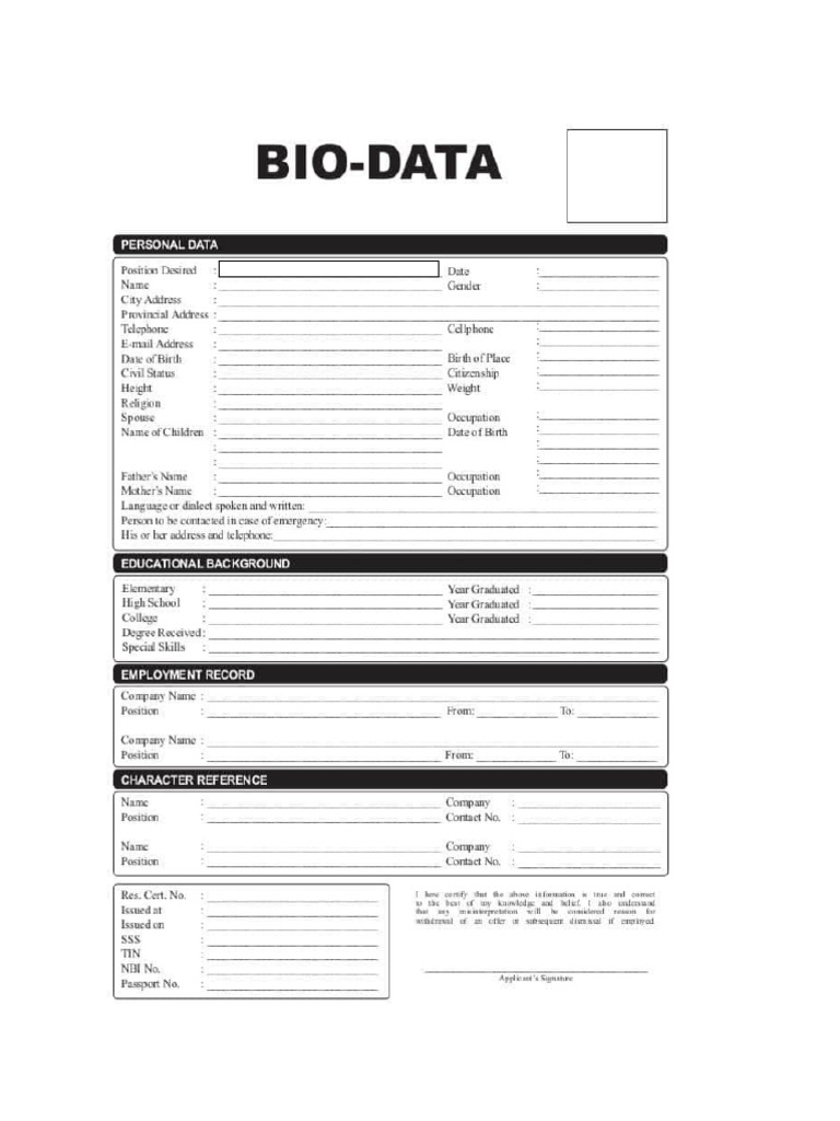 Bio Data | PDF