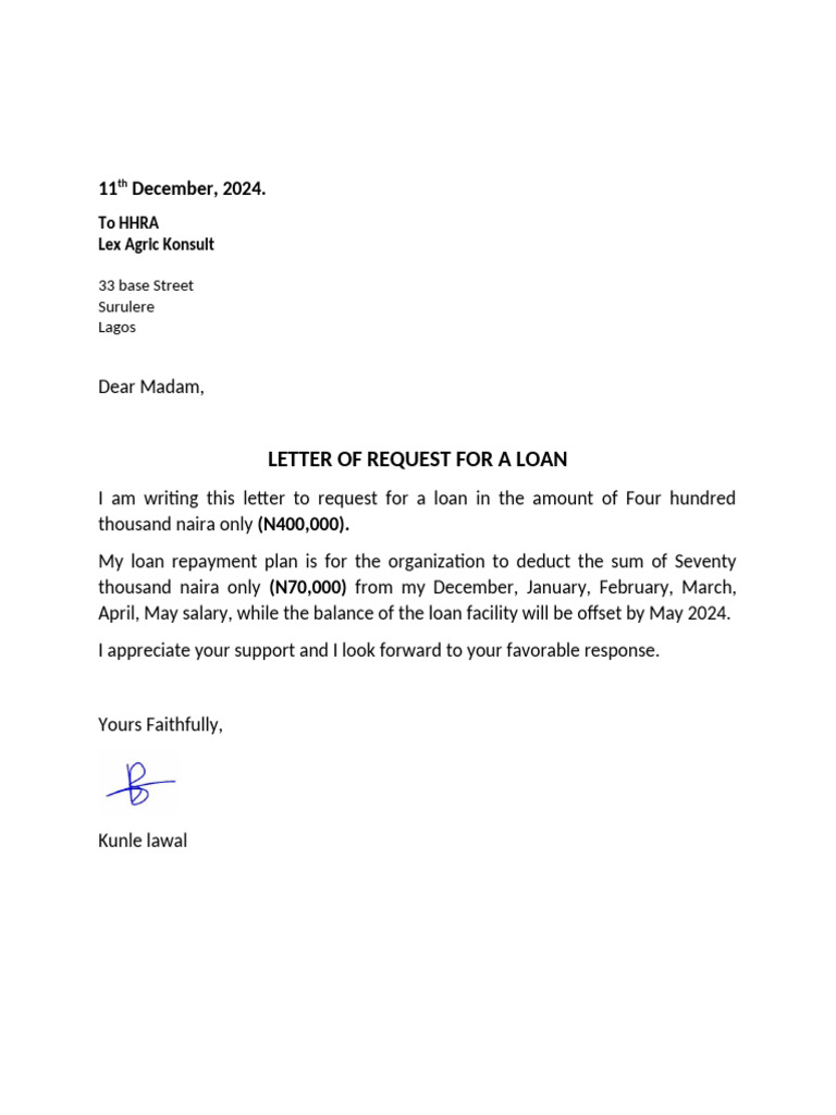 Loan Request Letter | PDF
