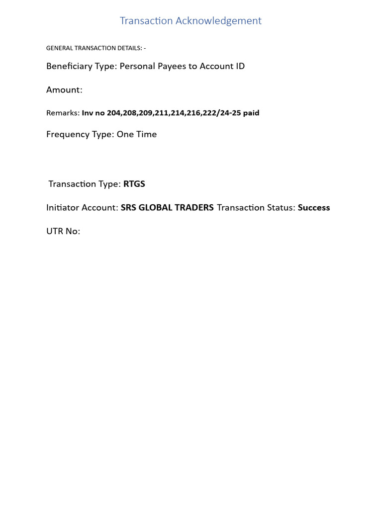 Transaction Acknowledgement | PDF