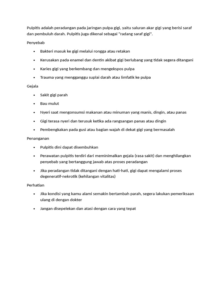 Pulpitis Adalah | PDF