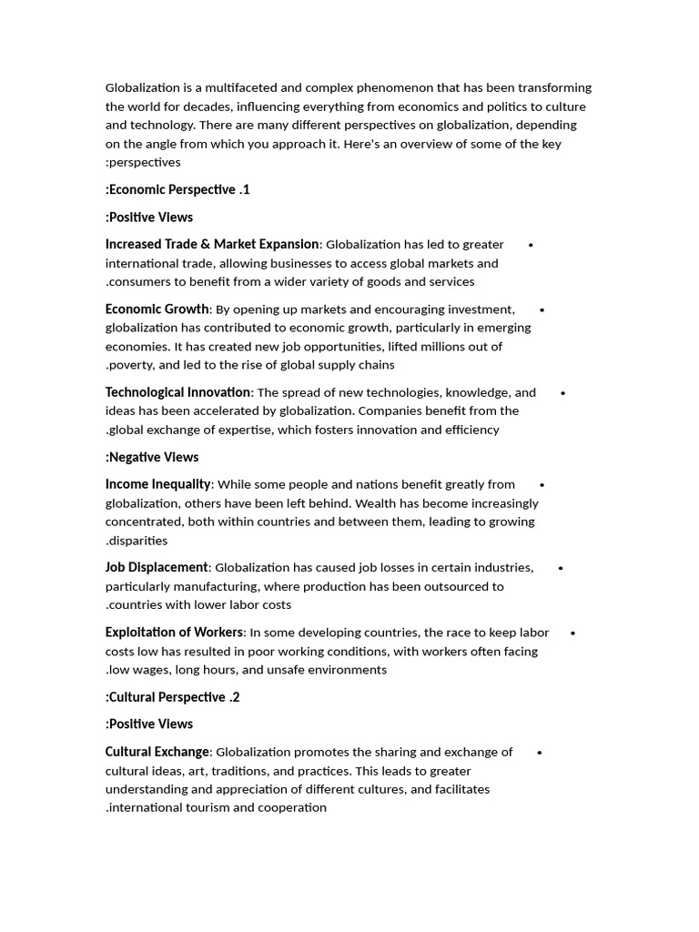 Globalization Is A Multifaceted and Complex Phenomenon That Has Been Transforming The World For ...
