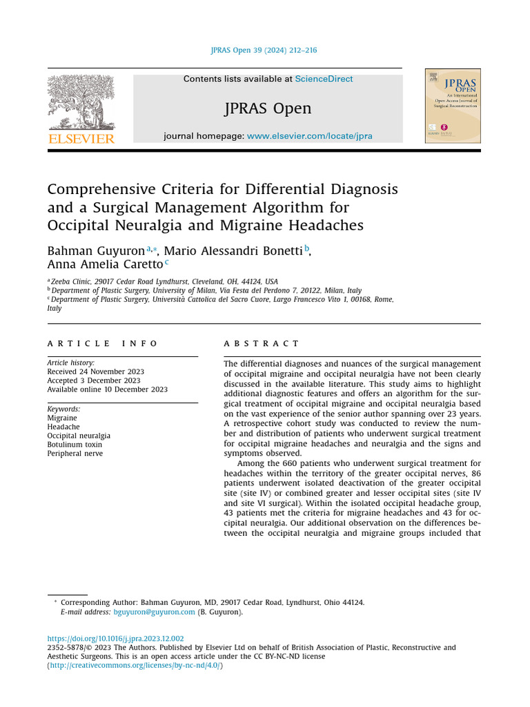 Occipital Headache Diagnosis Algorithm | PDF | Headache | Symptoms And ...