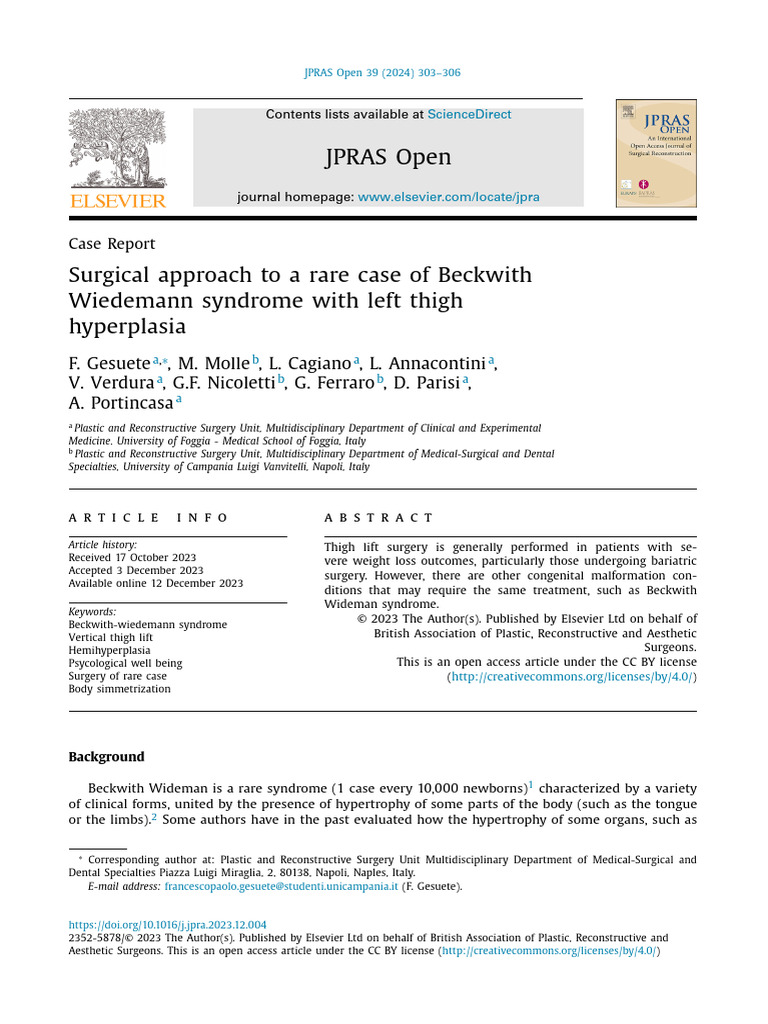 Surgical Approach To A Rare Case of Beckwith Wiede | PDF | Plastic ...