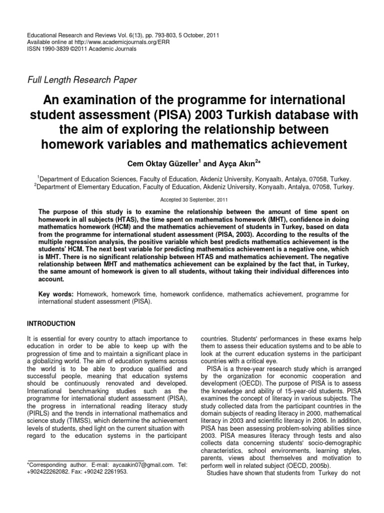 Homework Article 1 | PDF | Programme For International Student ...