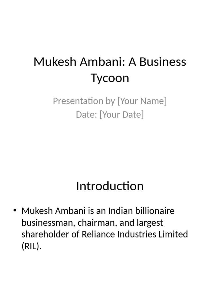 Mukesh Ambani Presentation | PDF
