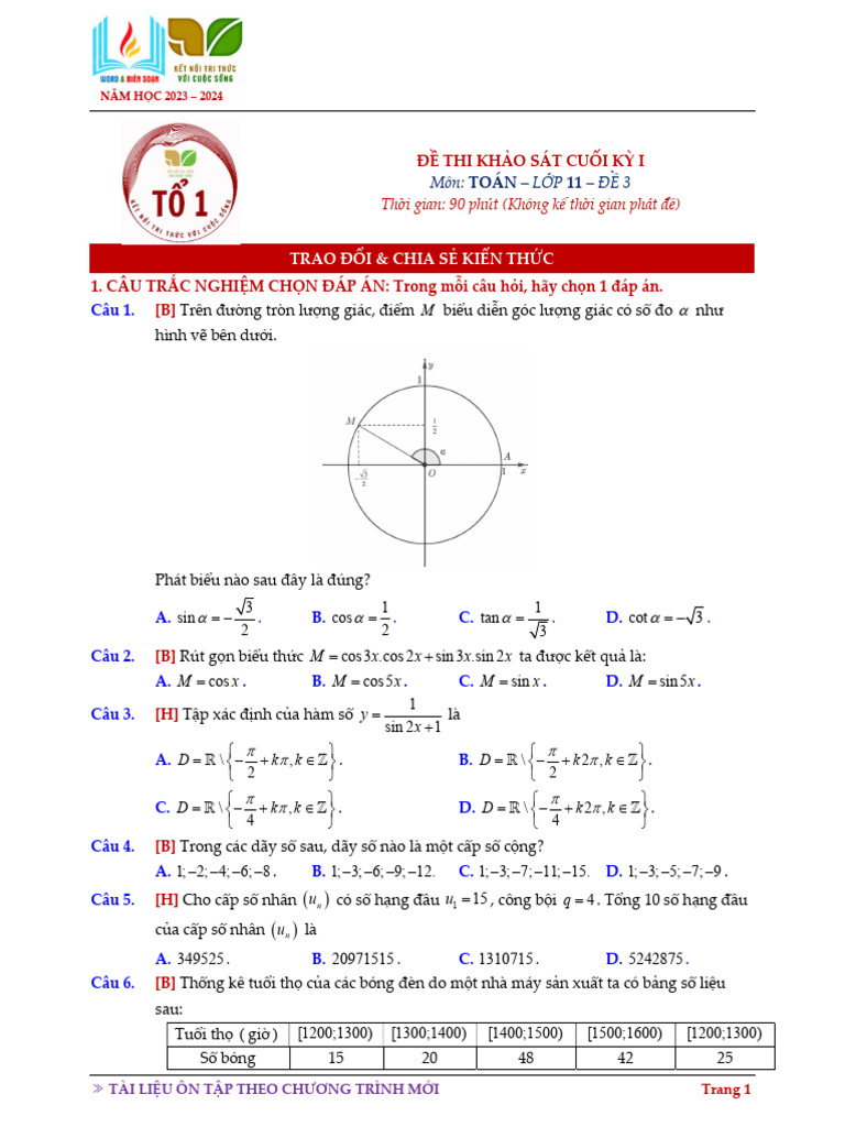 DE 3 CUOI HK1 LOP 11 O TRUONG GV | PDF