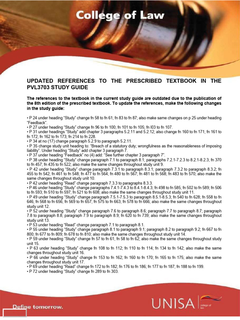 Update References To The 8th Edition of The Prescribed Book and Study Guide | PDF | Common Law ...