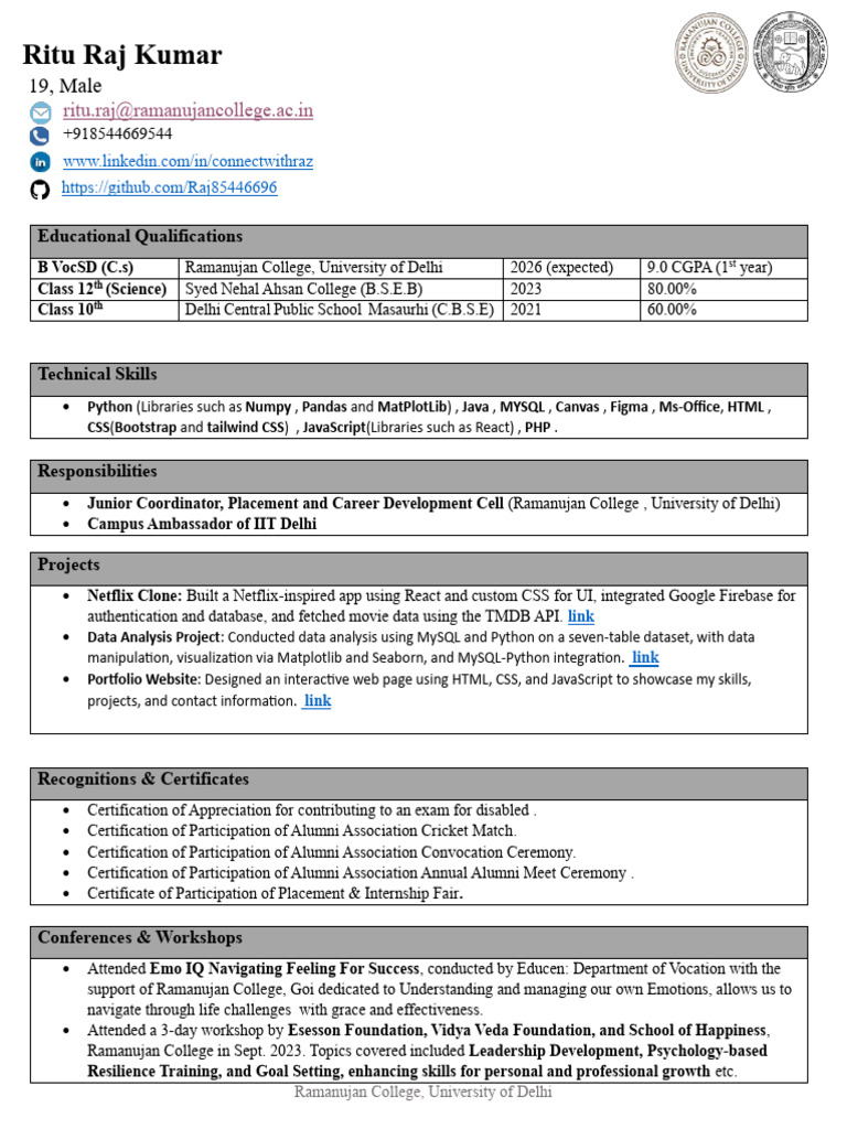 Ritu Rajkumar Cv | PDF | Computing | Software Engineering
