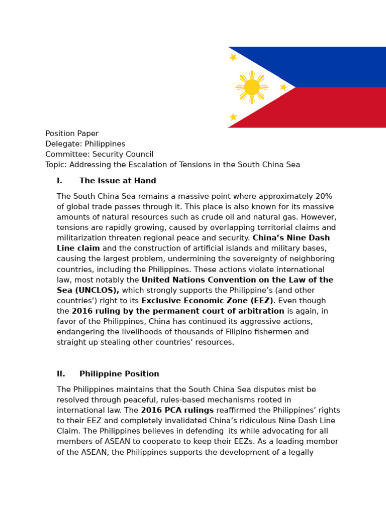 Position paper 4 | PDF | South China Sea | International Law