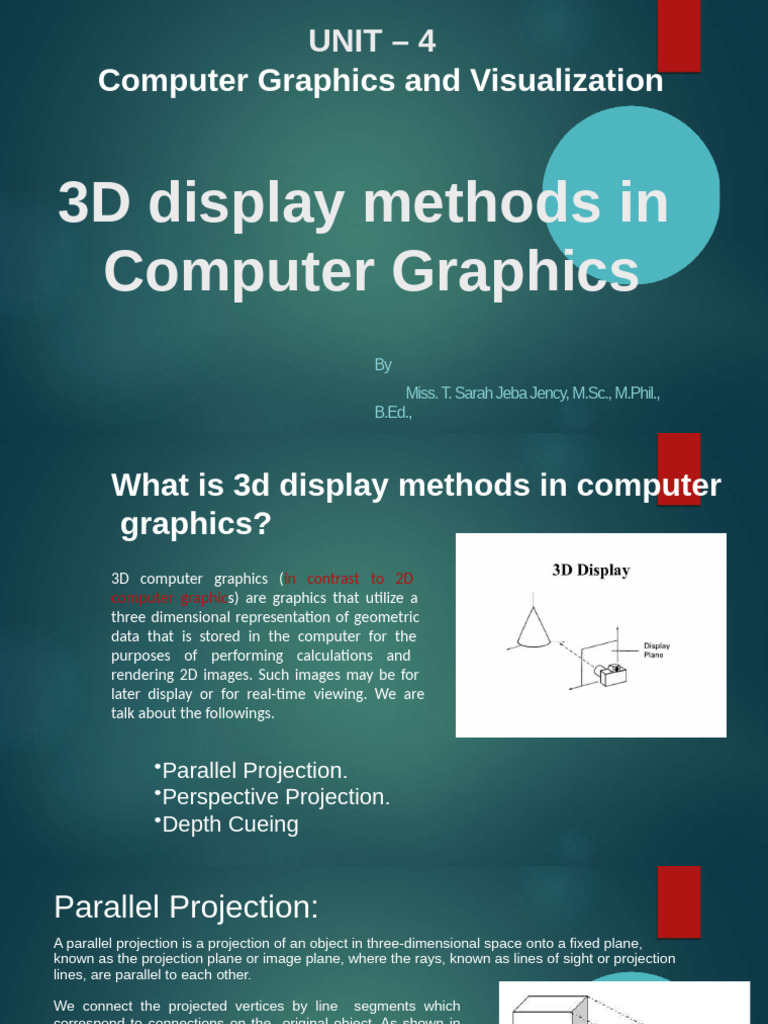 UNIT-4-p1 | PDF | 3 D Computer Graphics | Perspective (Graphical)
