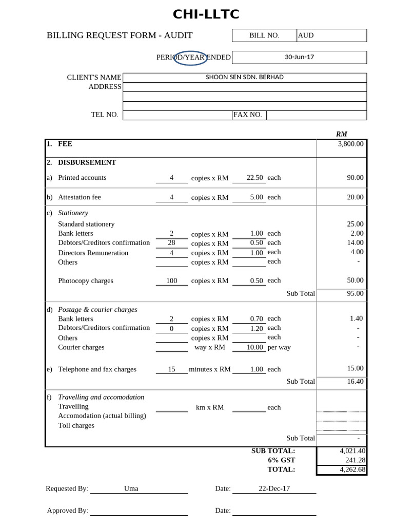 Audit Billing Format (GST) | PDF | Liability (Financial Accounting) | Debt