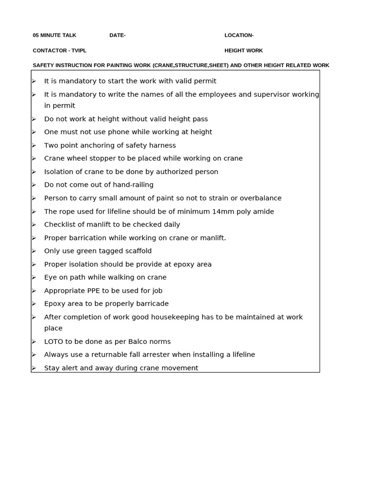 Safety Guidelines for Height Work | PDF
