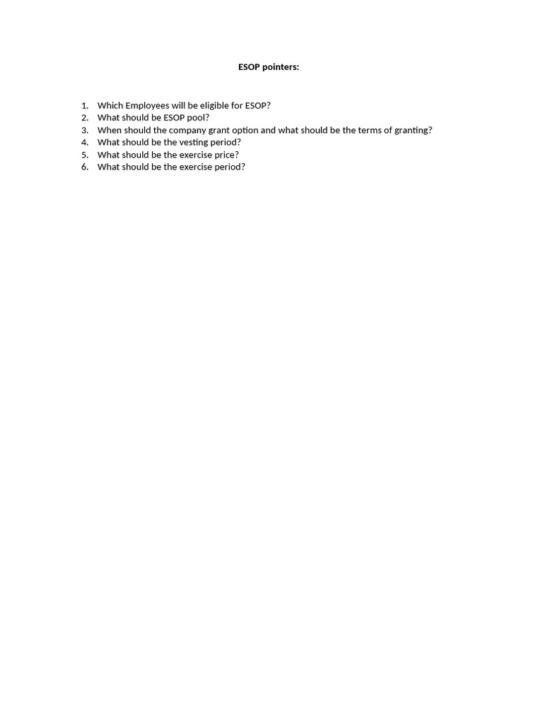 ESOP Questionnaire | PDF