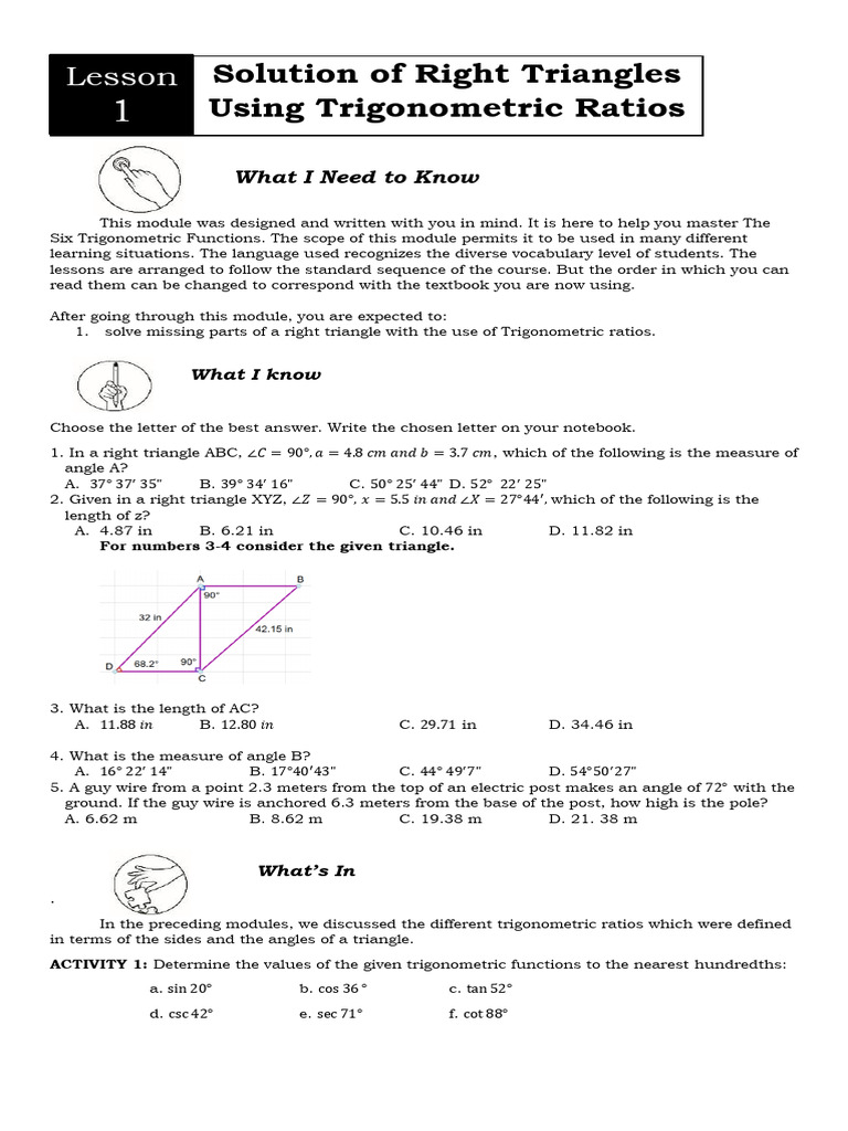 q3 Module 1 Right Triangles | PDF | Euclidean Geometry | Triangle Geometry