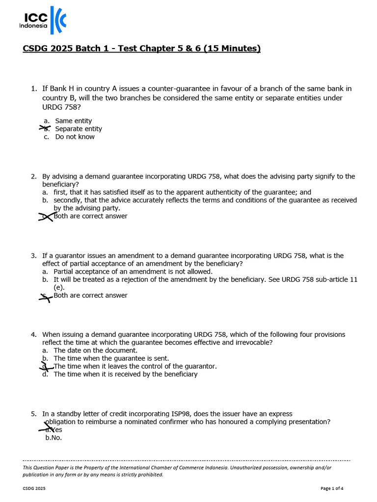 CSDG 2025 Batch 1, Exercise Chap 5 & 6 Student | PDF | Letter Of Credit ...