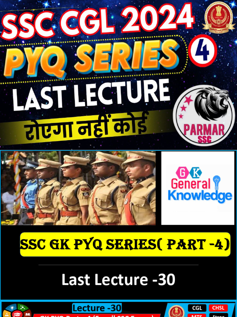 Lecture - 30 (SSC GK PYQ Part - 4) | PDF
