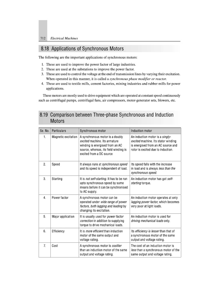 Comparison Between Three-Phase Synchronous and Induction | PDF