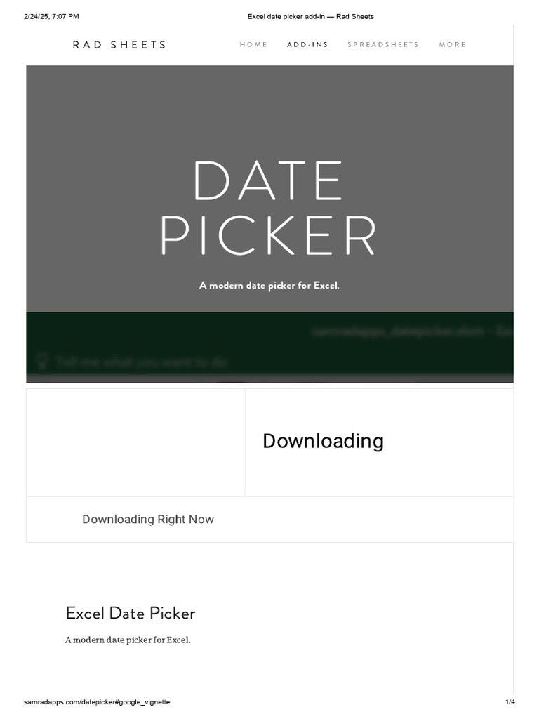 Excel Date Picker Add-In - Rad Sheets | PDF | Microsoft Excel | Computing