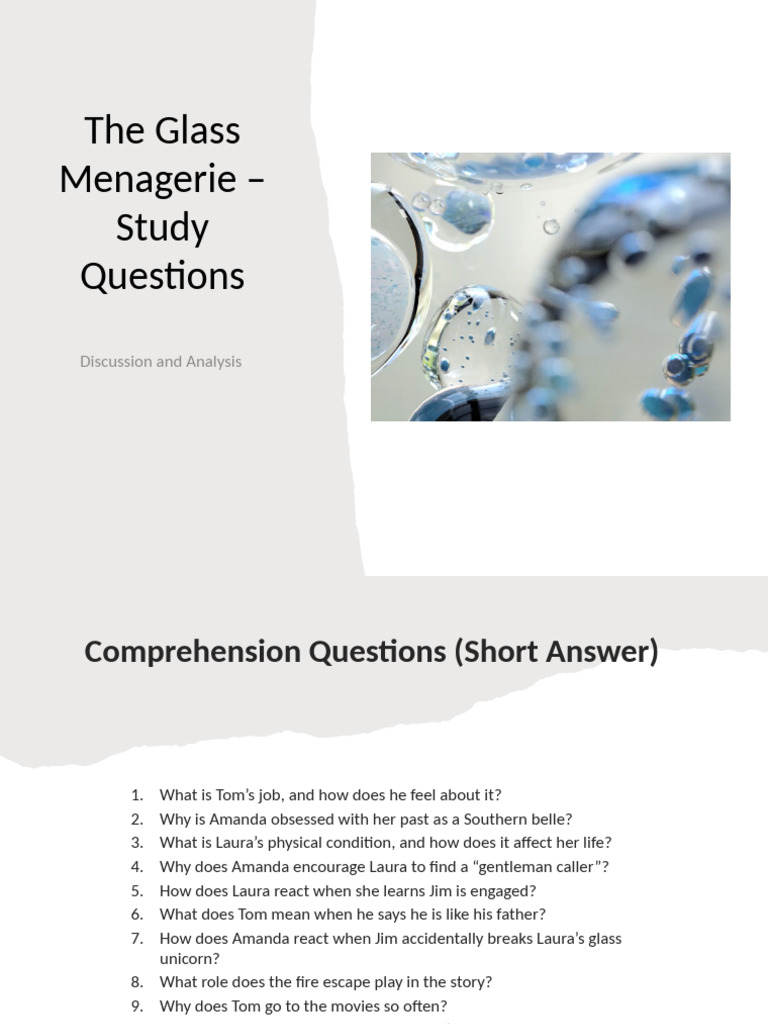 Glass Menagerie Study Questions & Analysis | PDF
