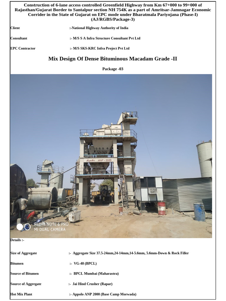 Dense Bituminous Macadam Mix Design Guide | PDF