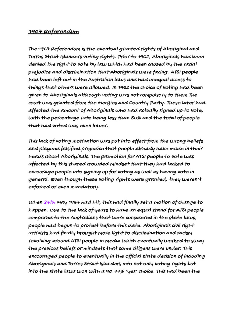 1967 Referendum: Voting Rights for ATSI | PDF