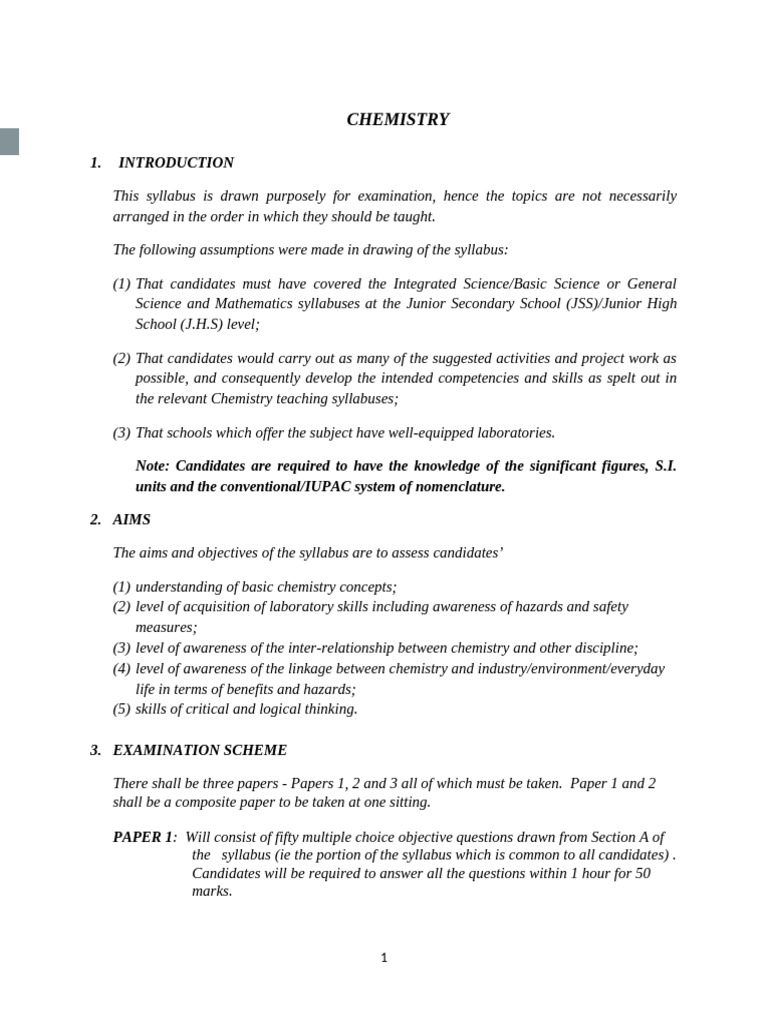 Chemistry Syllabus Overview and Exam Guide | PDF | Electrochemistry | Redox