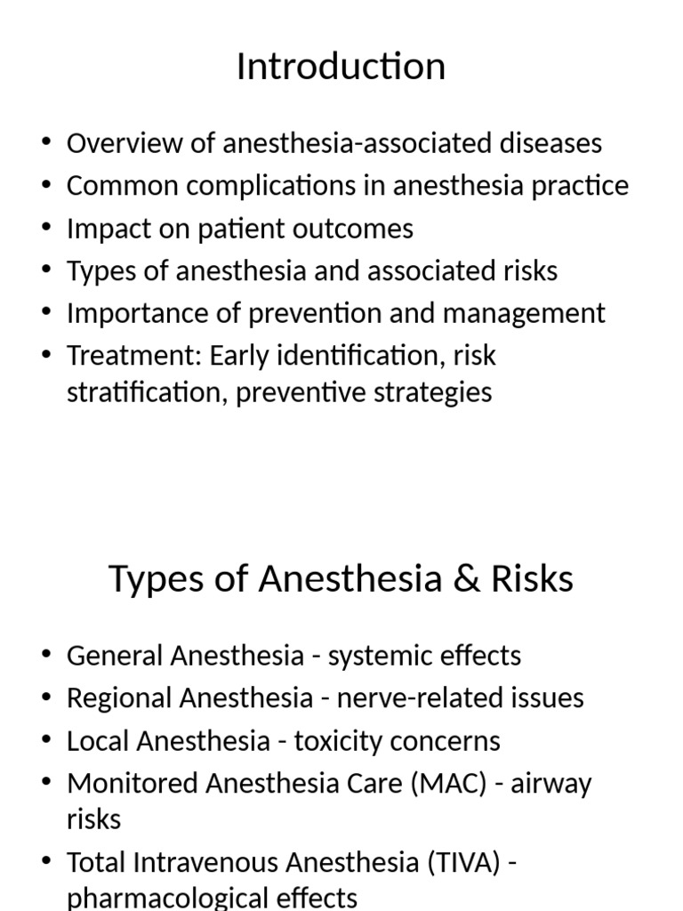 Anesthesia Risks and Complications Guide | PDF