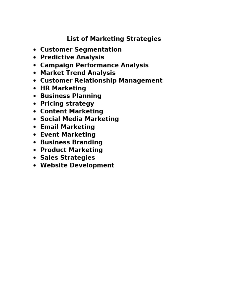 Marketing Strategies Overview | PDF | Analytics | Predictive Analytics