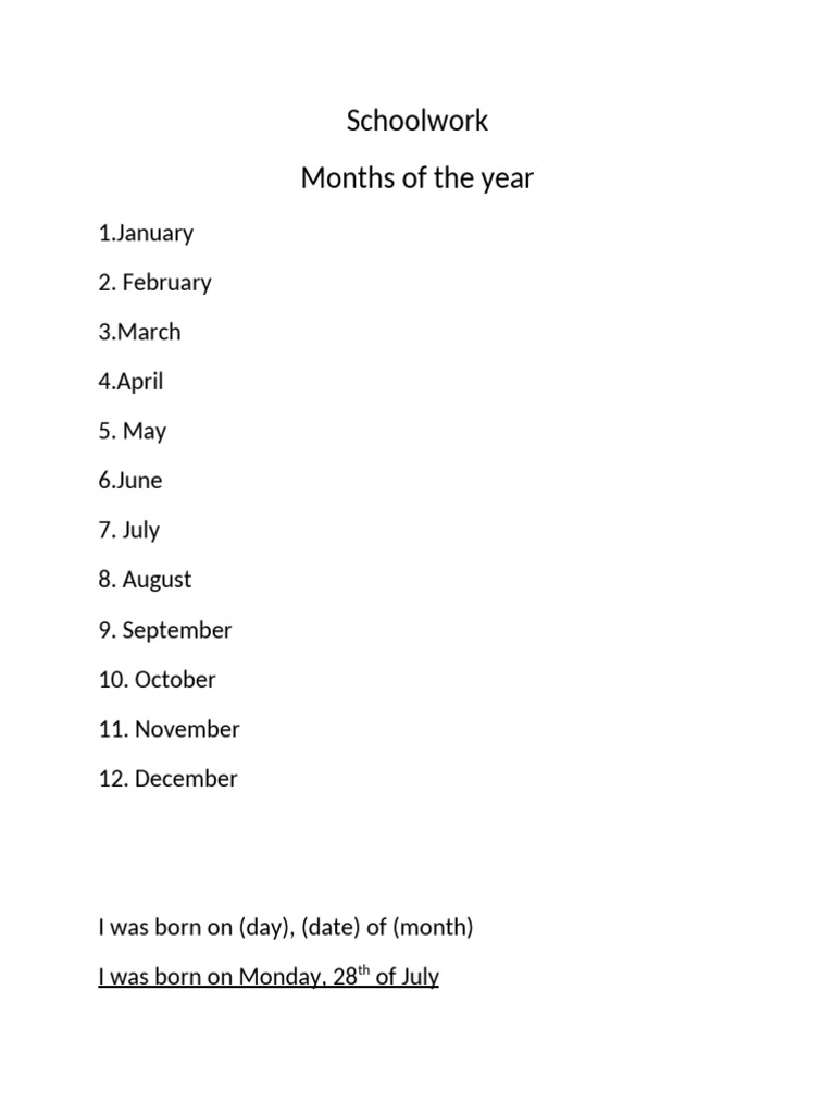 Months of the Year | PDF