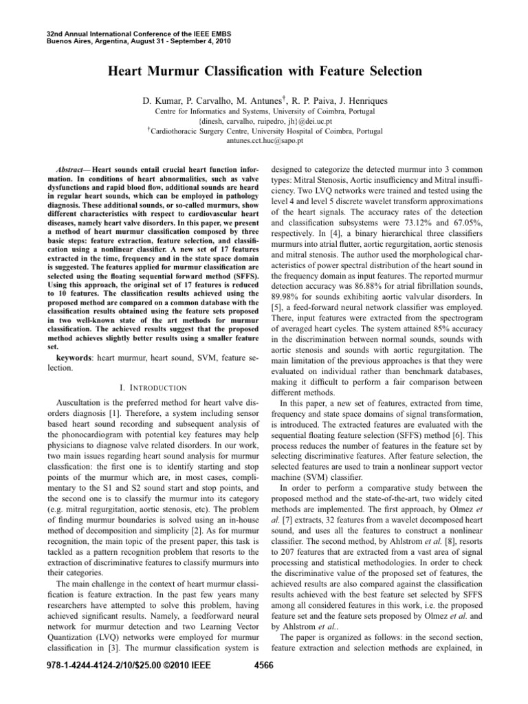 Heart Murmur Classification With Feature Selection | PDF | Eigenvalues And Eigenvectors