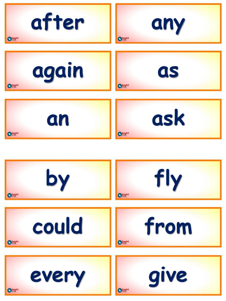 Grade 1 Reading Flashcards PDF | PDF