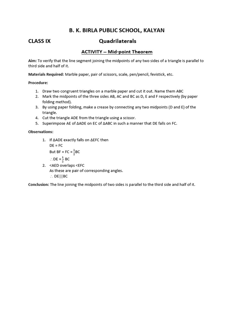 Mid-point theorem 1 | PDF