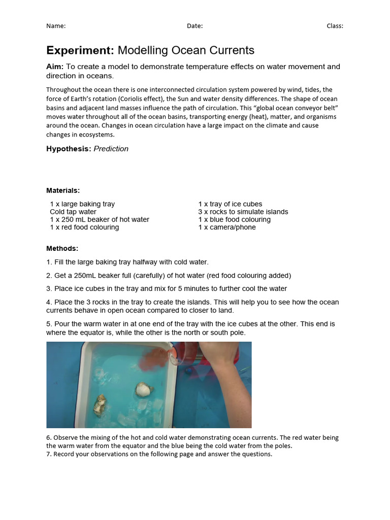 Experiment Ocean Currents | PDF