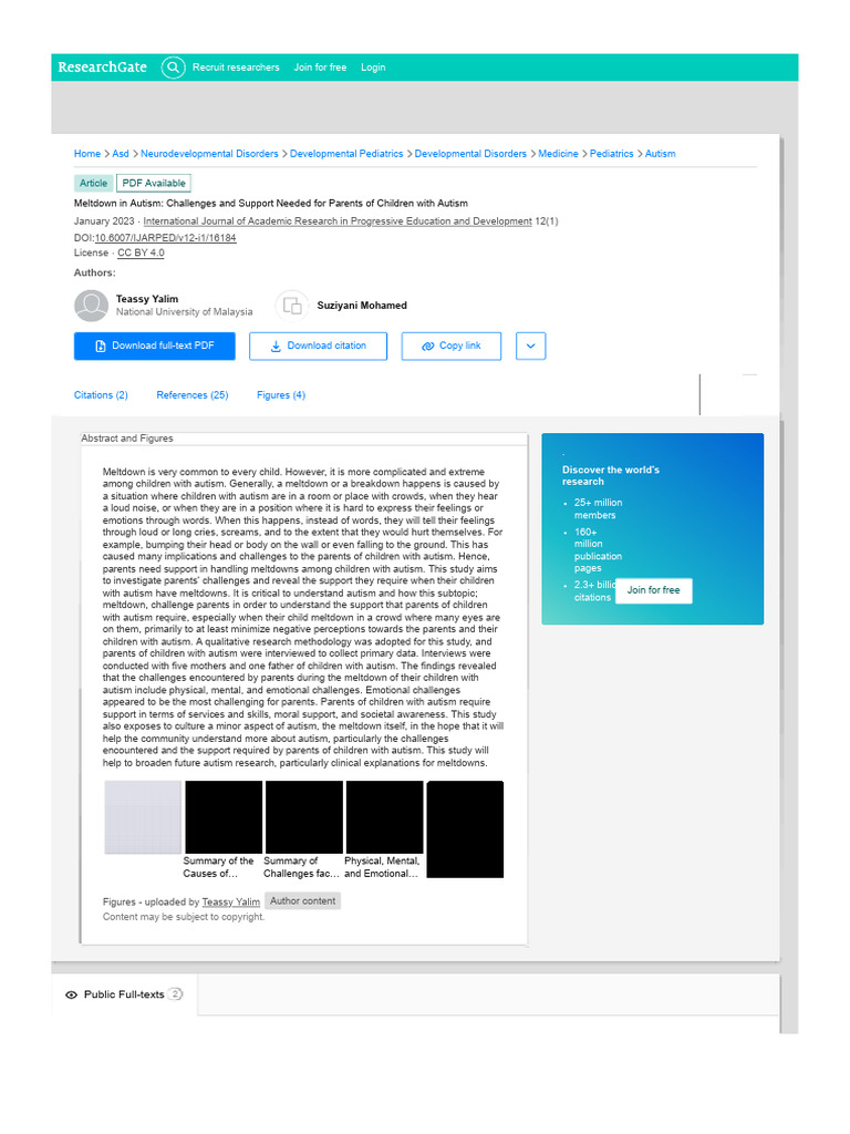 (PDF) Meltdown in Autism - Challenges and Support Needed For Parents of ...
