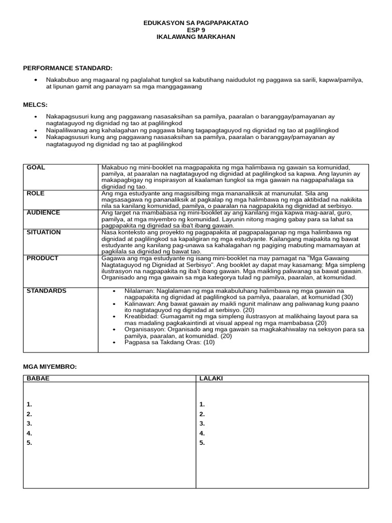 ESP 9 Quarter 2 PT | PDF
