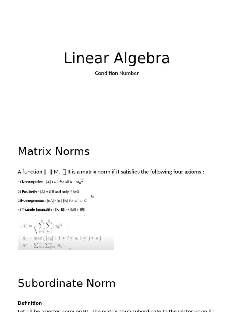 Understanding Matrix Norms and Condition Numbers | PDF