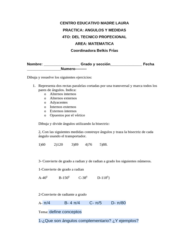 Practica para 4to | PDF