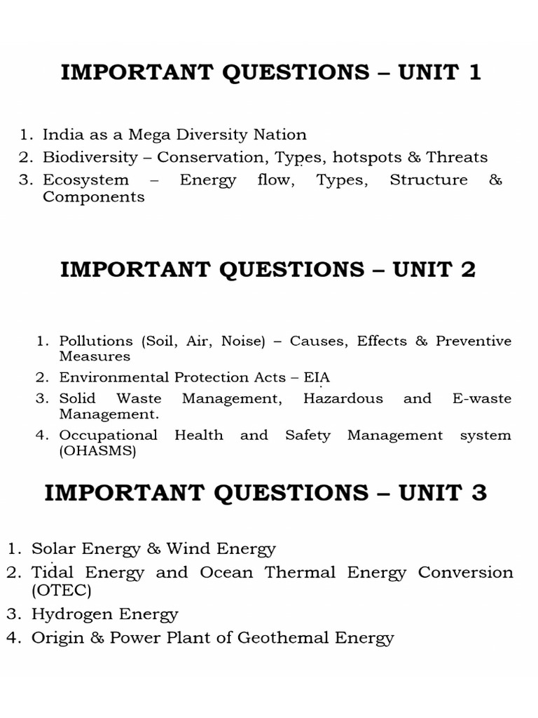 ESS Important Qns | PDF