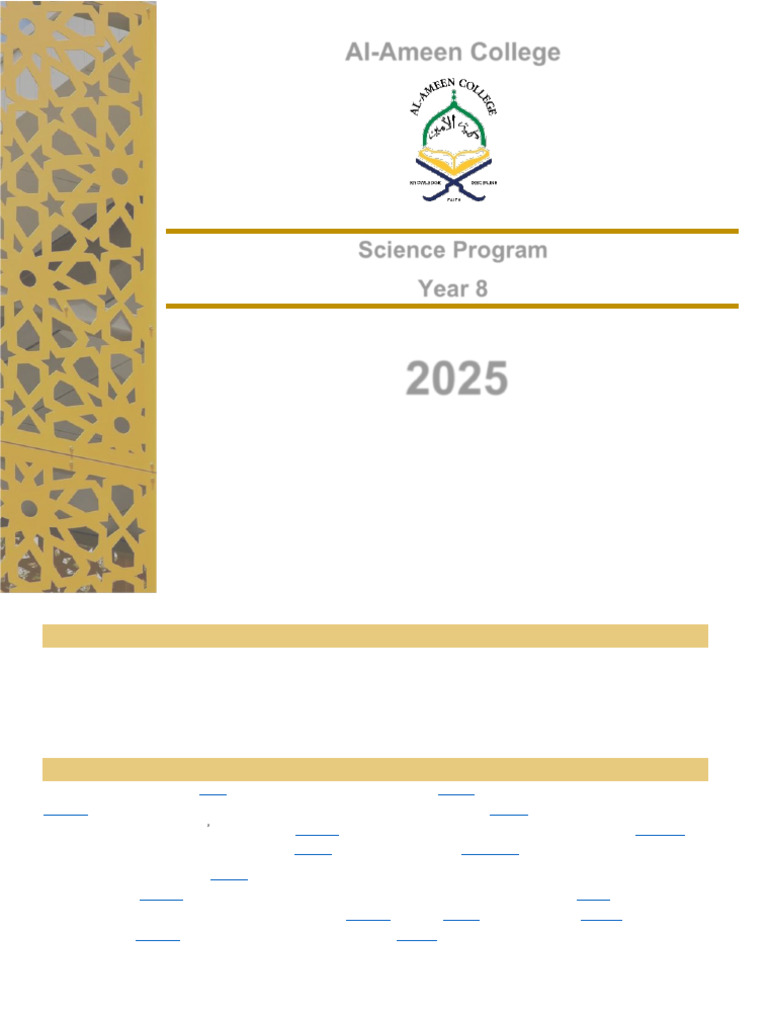 Year 8 Science Course Outline 2025 | PDF | Science | Tissue (Biology)