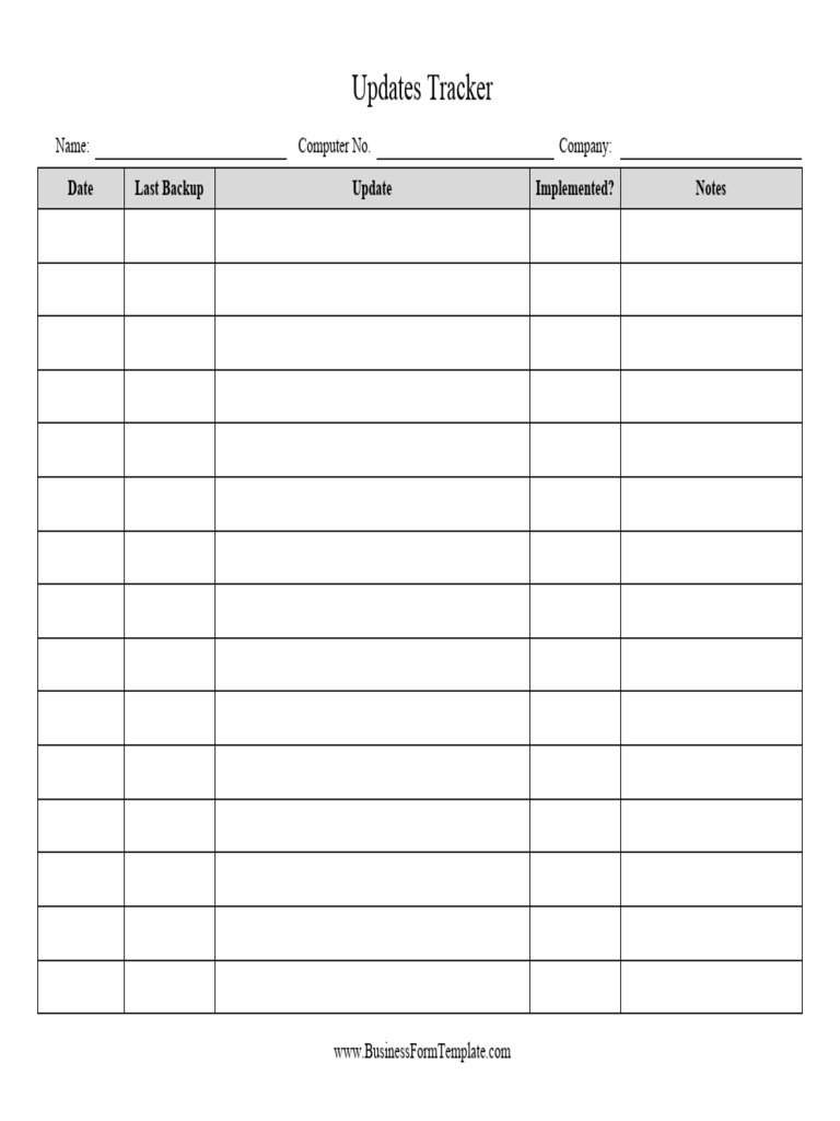 Updates Tracker Template | PDF