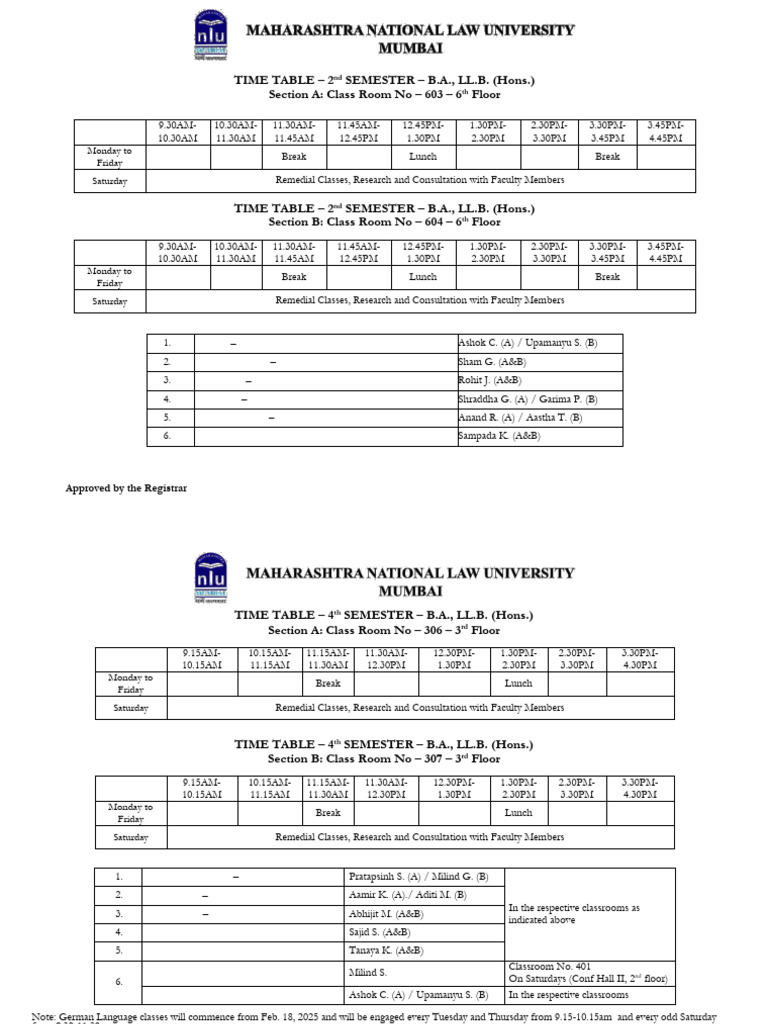 Revised - LLB Timetable Even Sem Feb-May. 2025 | PDF | Justice | Crime ...
